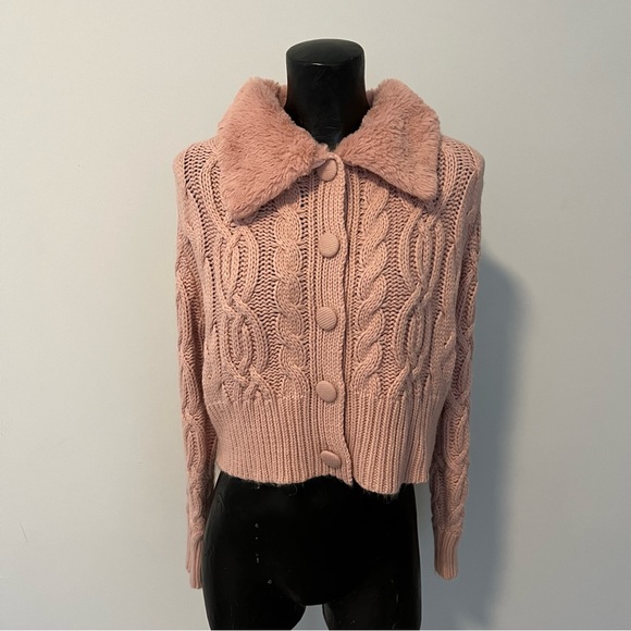 SHEIN | Sweaters | Pink Cable Knit Cardigan | Poshmark